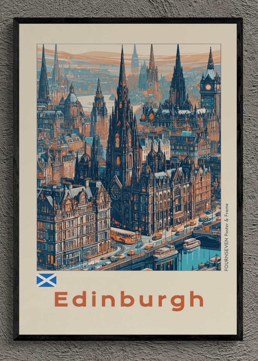 Edinburgh digital abstract artwork poster. – FOURNSEVEN