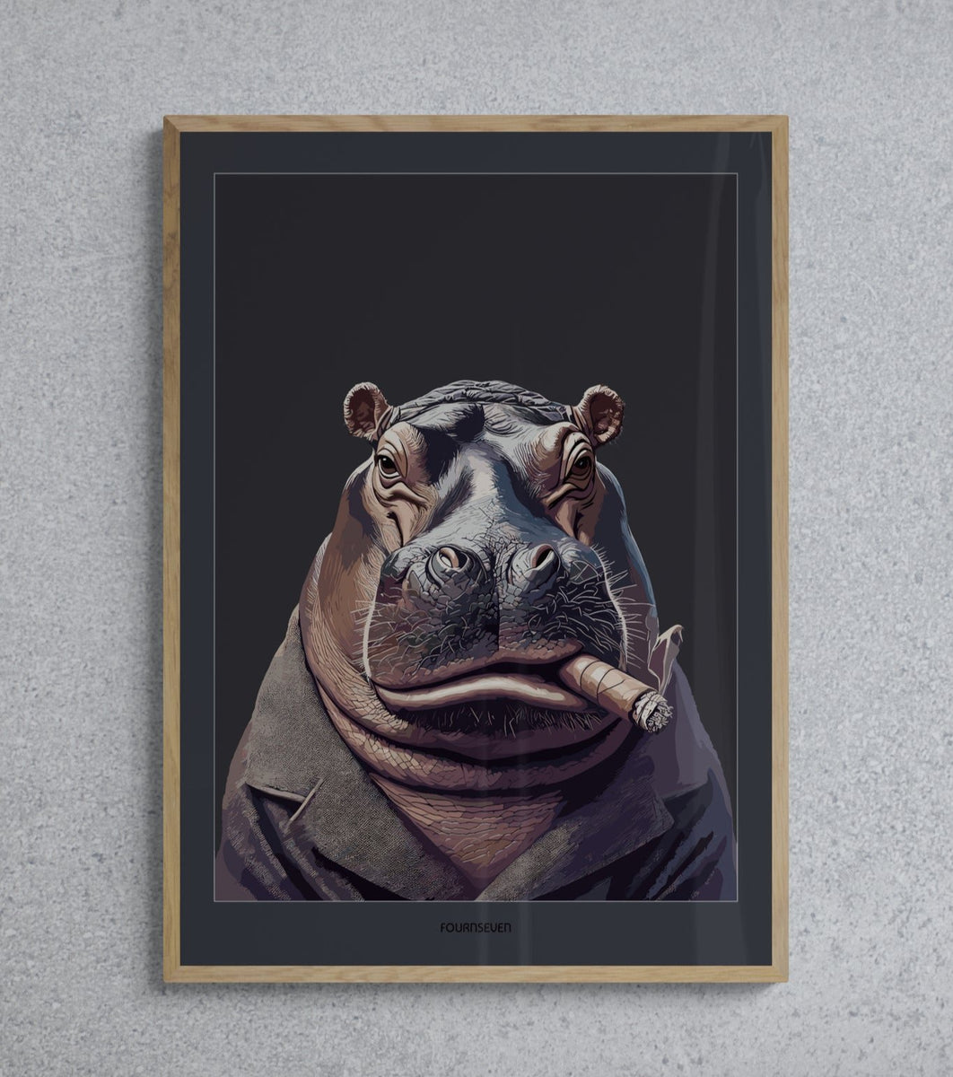 Hippo portrait poster. – FOURNSEVEN