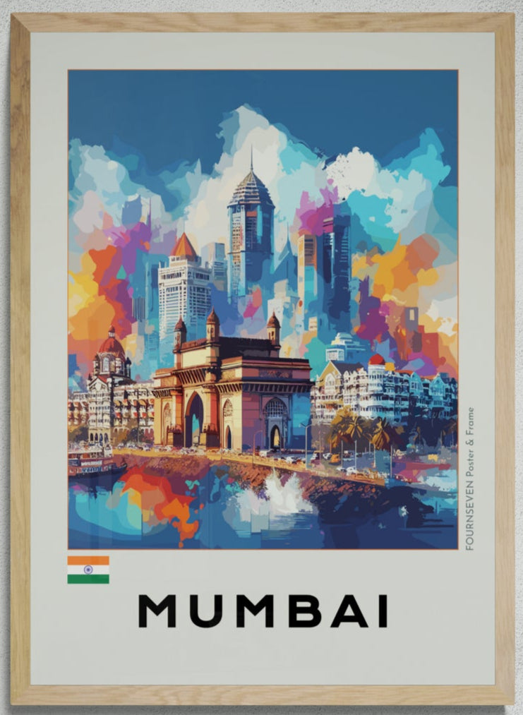 Mumbai digital abstract artwork poster – FOURNSEVEN