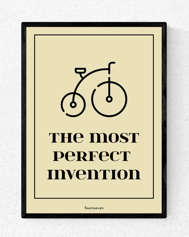 THE MOST PERFECT INVENTION. Ancient bicycle poster. – FOURNSEVEN